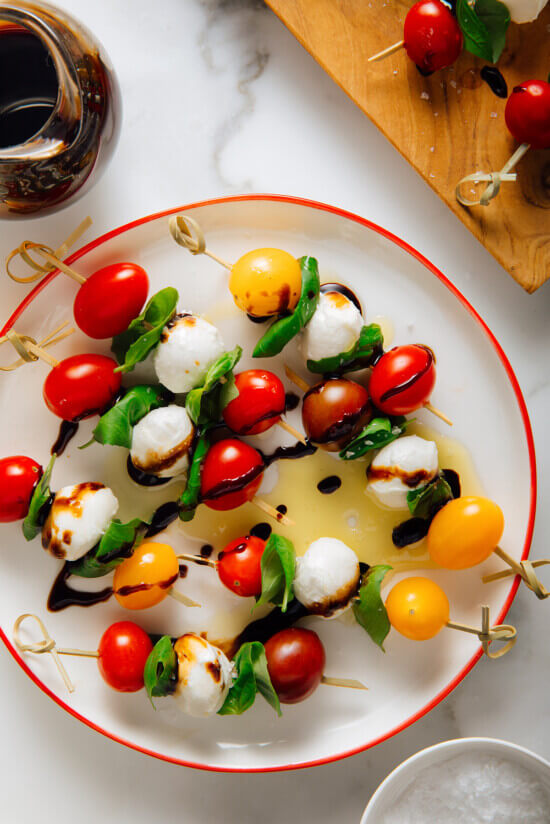 Simple Caprese Skewers Appetizer - Cookie and Kate