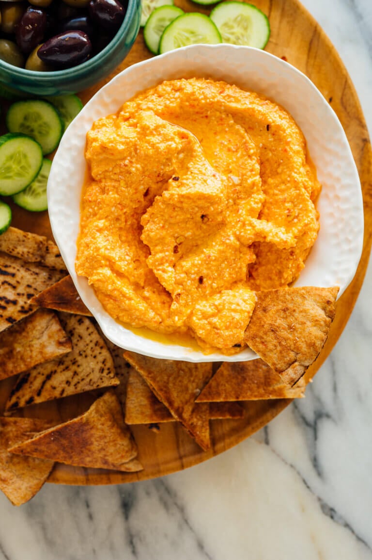 Spicy Red Pepper & Feta Dip Recipe (Htipiti) - Cookie and Kate