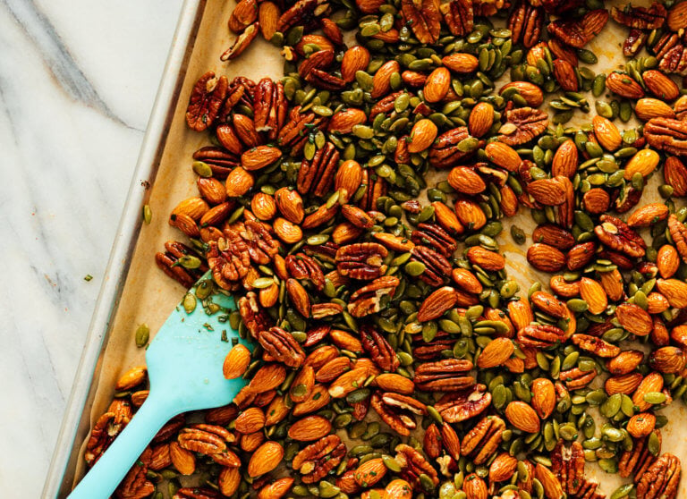 Sweet & Spicy Roasted Party Nuts Recipe - Cookie and Kate
