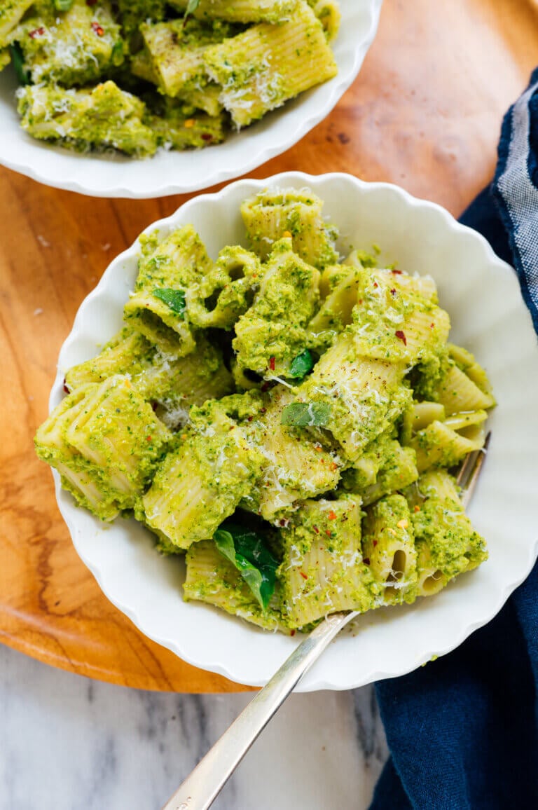 Broccoli Pesto Pasta Recipe with Green Olives - Cookie and Kate