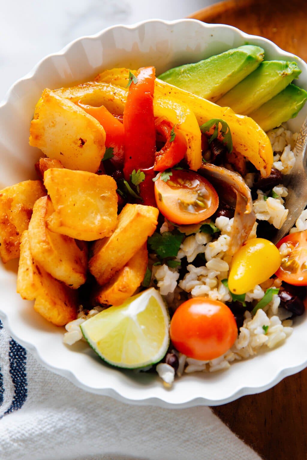 Fajita Veggie and Halloumi Bowls Recipe - Cookie and Kate